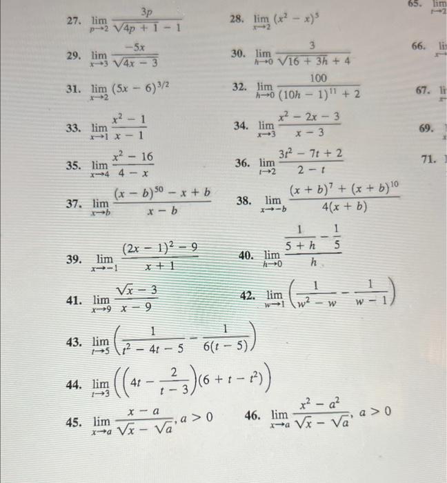 Solved Practice Exercises 19-70. Evaluating limits Find the | Chegg.com
