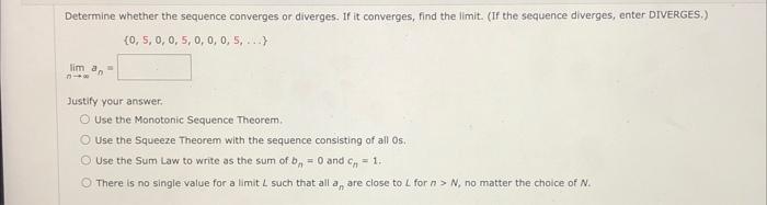 Solved Determine whether the sequence converges or diverges. | Chegg.com