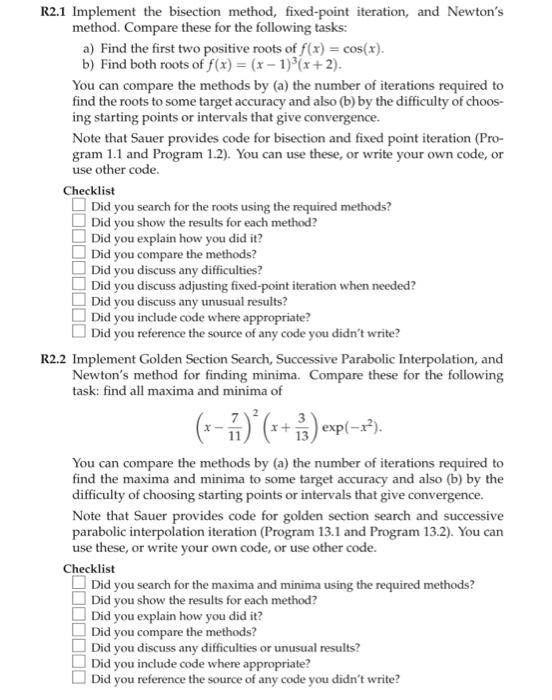 Solved R2.3 From Sauer computer problems 2.3, slightly | Chegg.com
