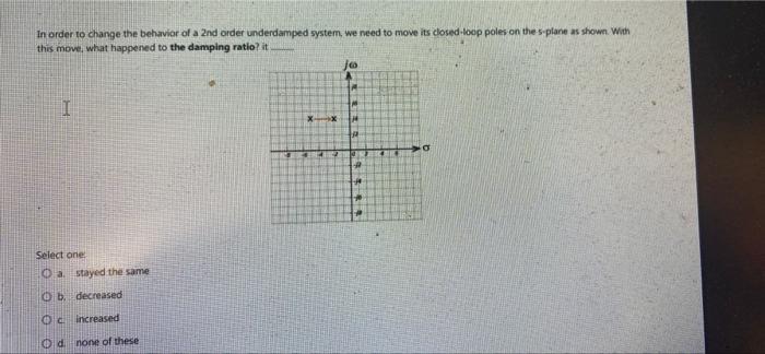 Solved In order to change the behavior of a 2nd order | Chegg.com