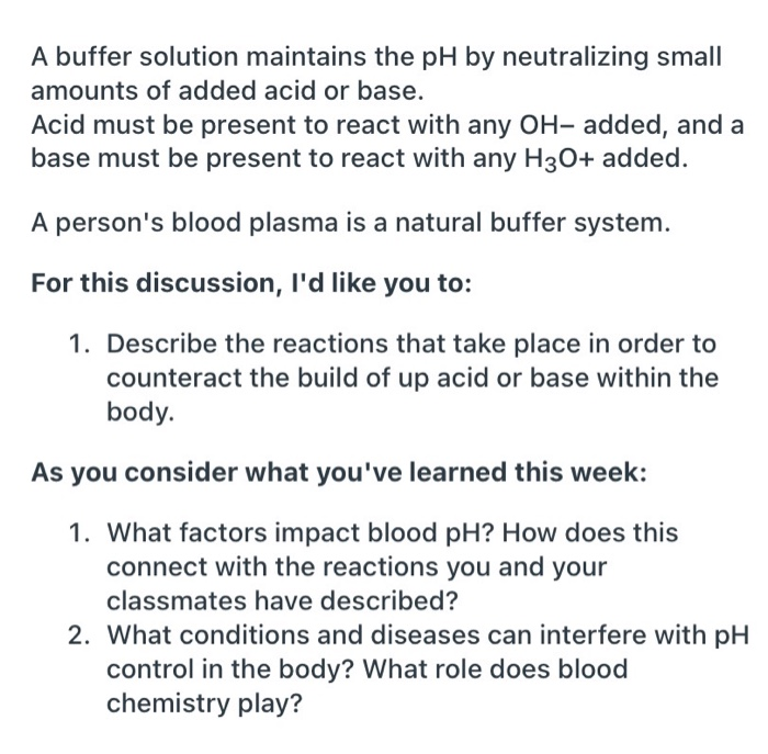 Solved A buffer solution maintains the pH by neutralizing | Chegg.com