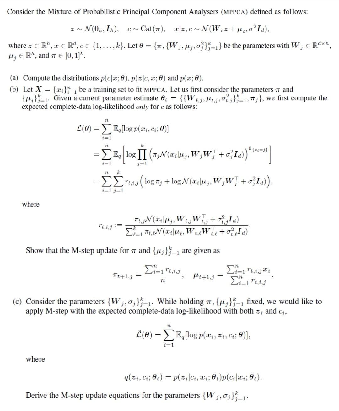 Solved Consider the Mixture of Probabilistic Principal | Chegg.com