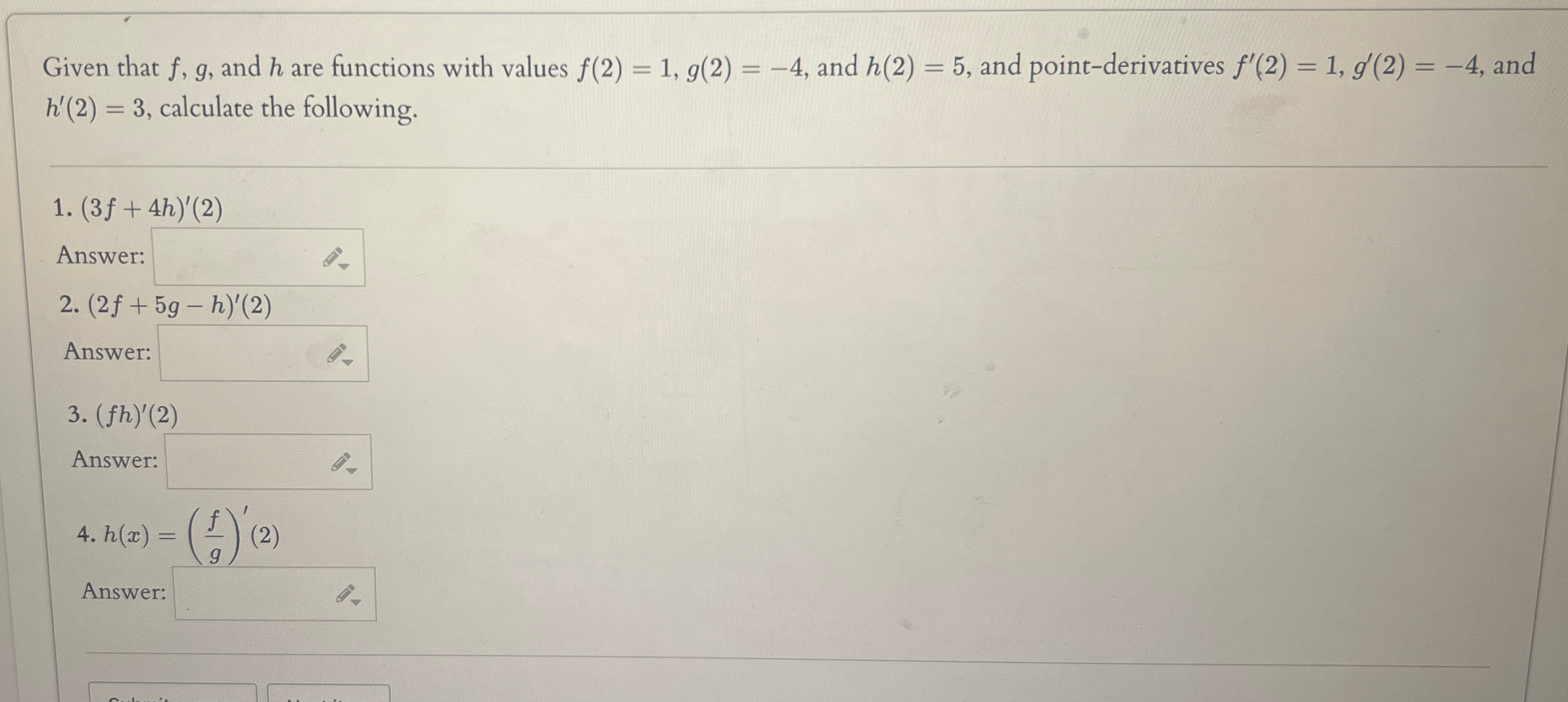 Solved Given that f,g, ﻿and h ﻿are functions with values | Chegg.com