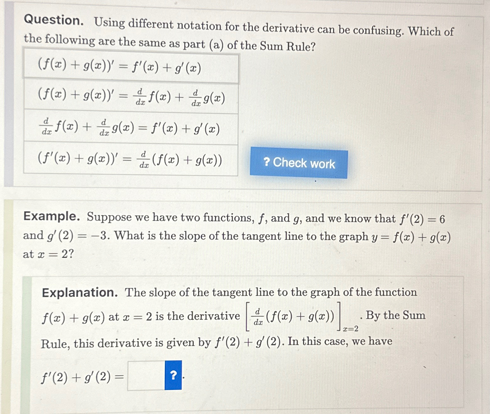 Solved Question. Using different notation for the derivative | Chegg.com