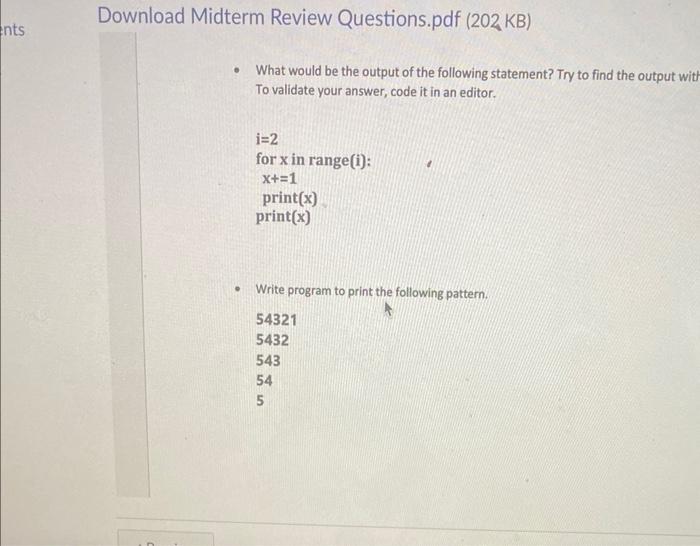 Solved Download Midterm Review Questions.pdf (202 KB) - What | Chegg.com