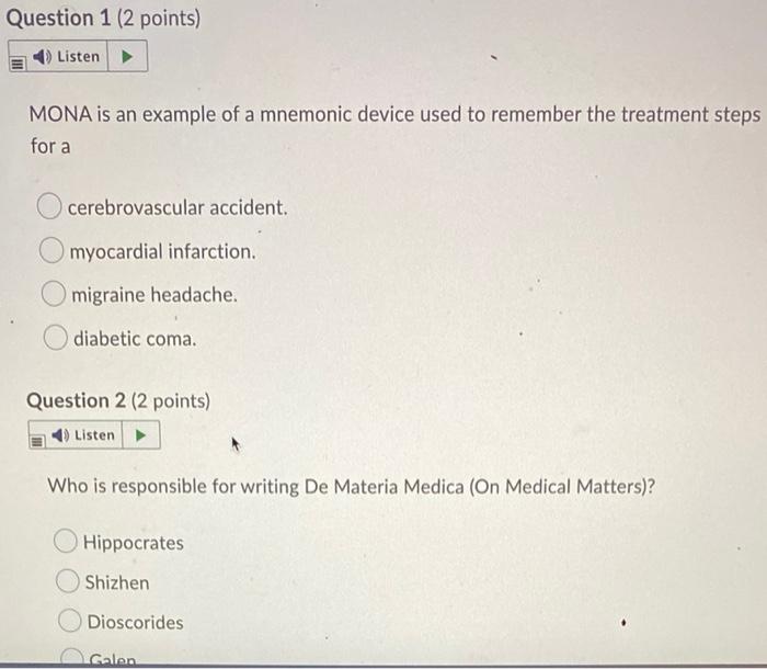 Solved Question 1 (2 points) Listen MONA is an example of a | Chegg.com
