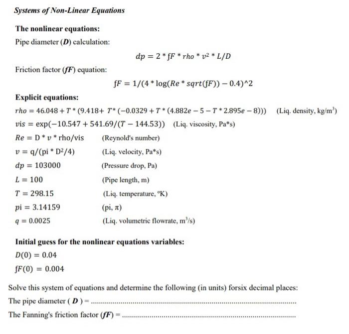 Solved Systems of Non-Linear Equations The nonlinear | Chegg.com