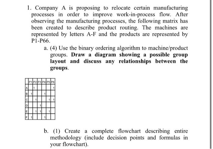 Solved 1. Company A is proposing to relocate certain | Chegg.com
