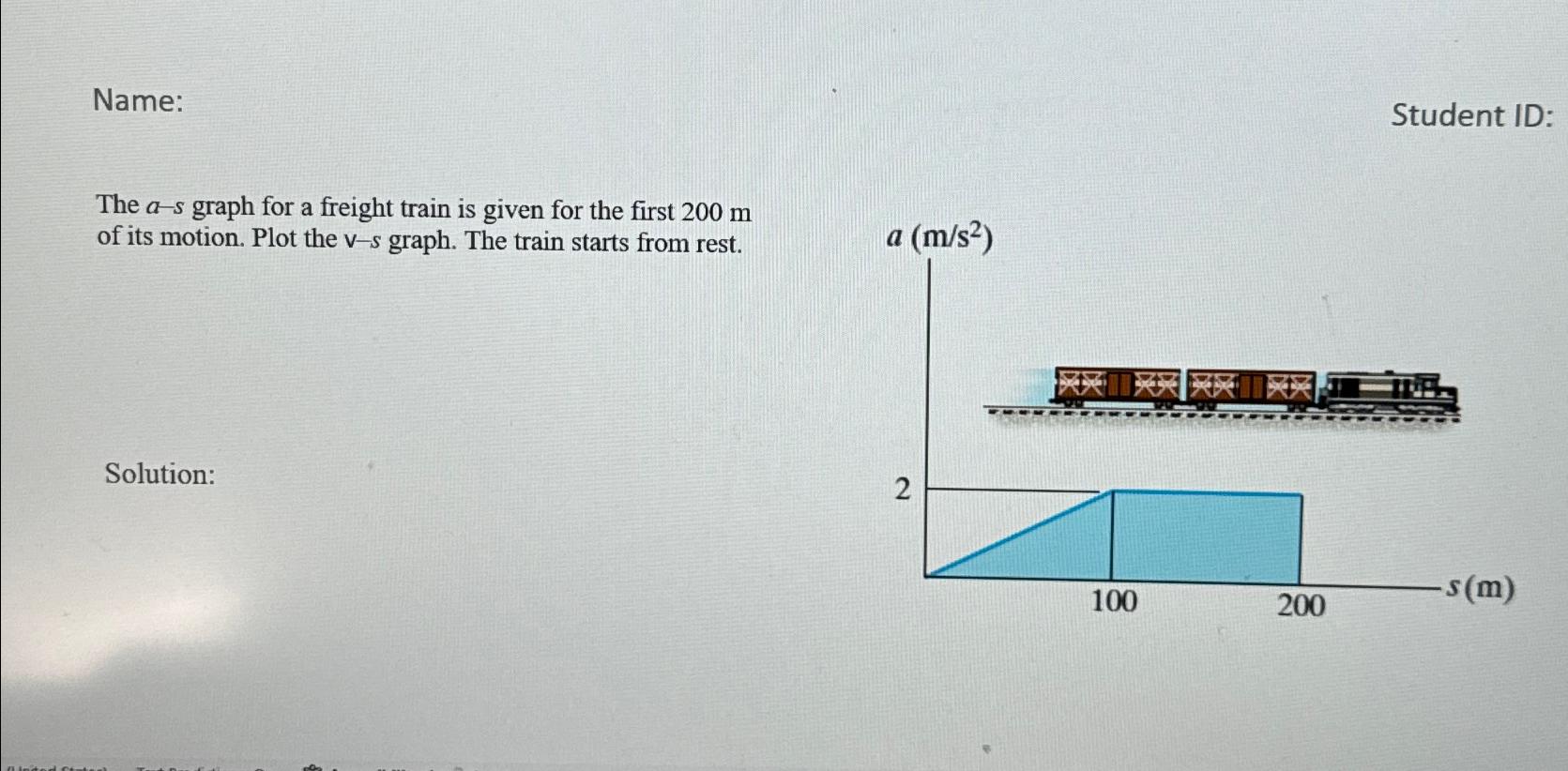 Solved Name:Student ID:The a-s ﻿graph for a freight train is | Chegg.com