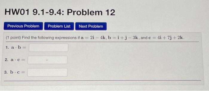 Solved (1 point) Find the following expressions if | Chegg.com
