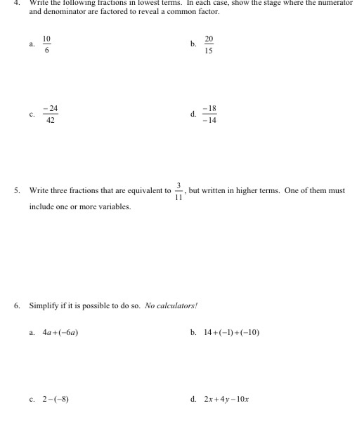 Solved Write the following fractions in lowest terms. In | Chegg.com