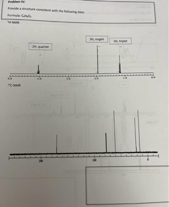 Solved Problem IV: Provide a structure consistent with the | Chegg.com
