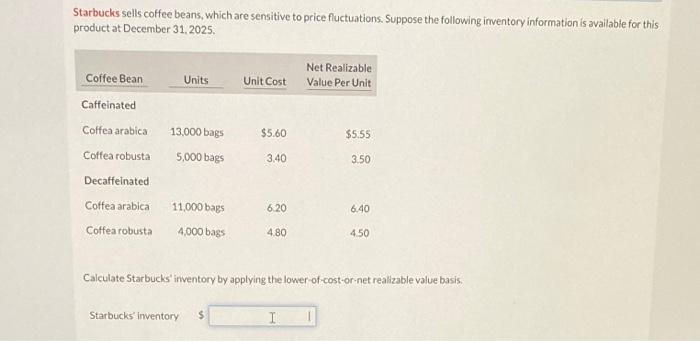 Solved Starbucks sells coffee beans, which are sensitive to | Chegg.com