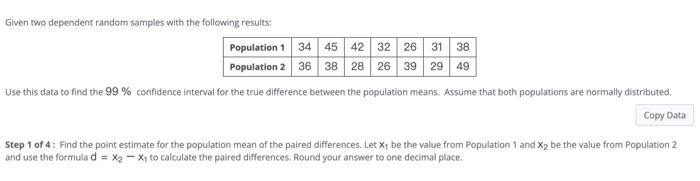 Solved Given two dependent random samples with the following | Chegg.com