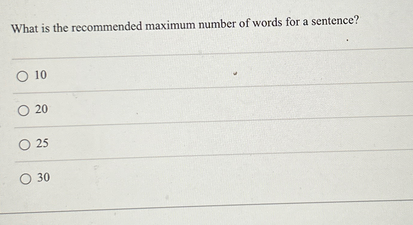 Solved What is the recommended maximum number of words for a | Chegg.com
