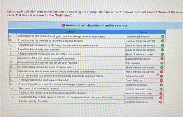 Solved Match each definition with its related term by | Chegg.com