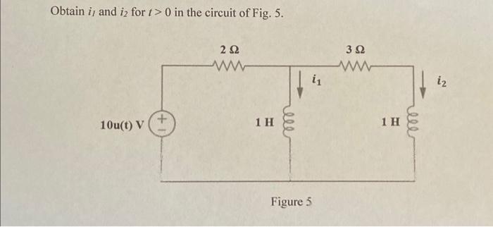 Solved Obtain i1 and i2 for t>0 in the circuit of Fig. 5. | Chegg.com