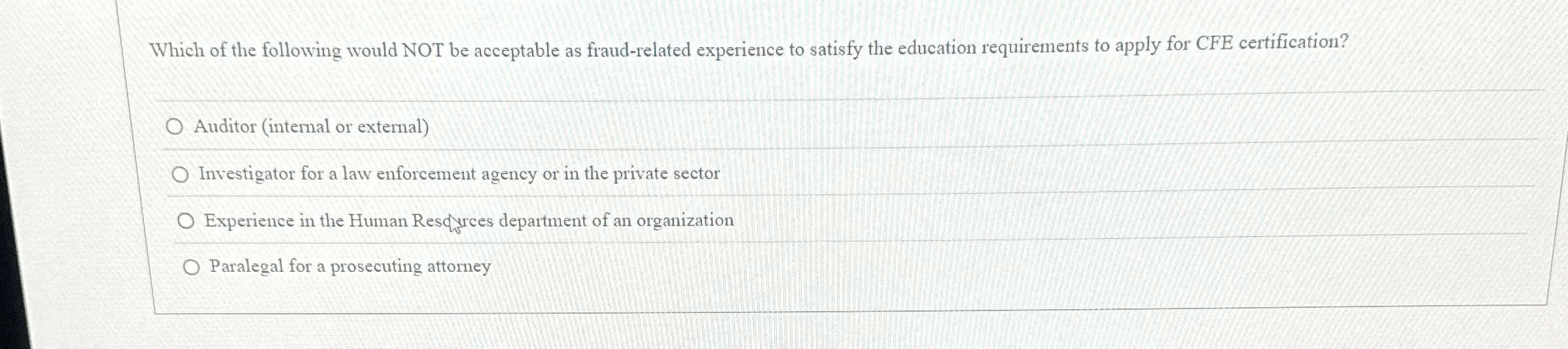 Solved Which of the following would NOT be acceptable as | Chegg.com