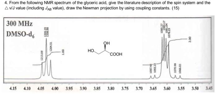 4. From the following NMR spectrum of the glyceric | Chegg.com