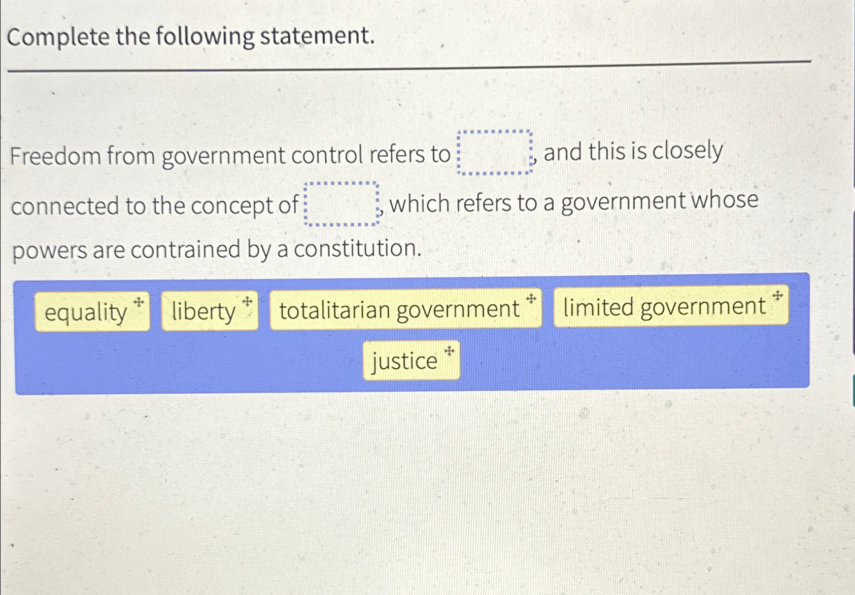 Solved Complete the following statement.Freedom from | Chegg.com