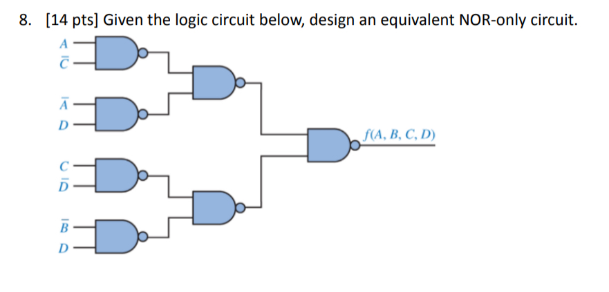 Solved [14 ﻿pts] ﻿Given the logic circuit below, design an | Chegg.com