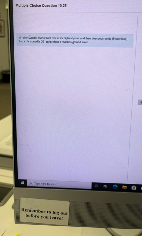 Solved Multiple Choice Question 10.25A roller chaster starts | Chegg.com
