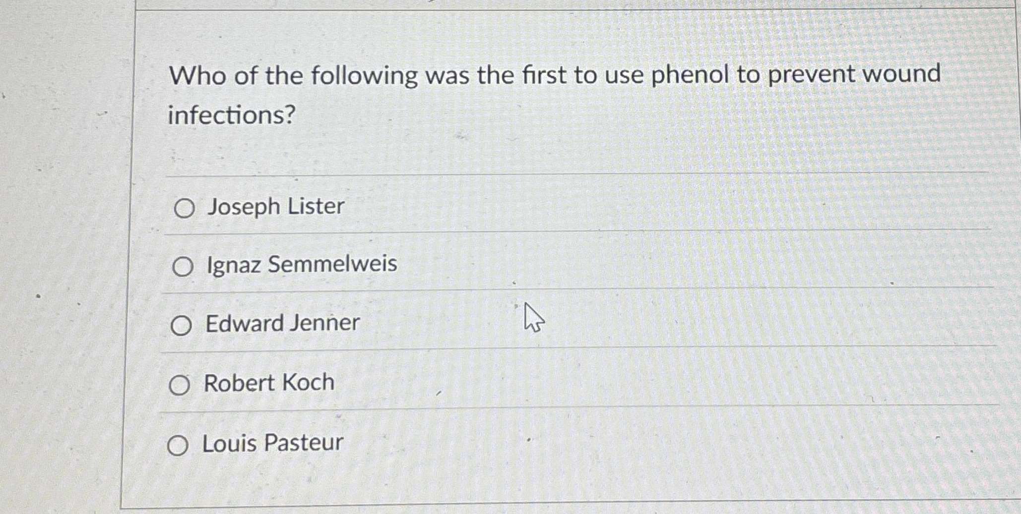 Solved Who of the following was the first to use phenol to | Chegg.com