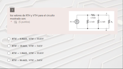 3los valores de RTH y VTH para el circuito mostrado | Chegg.com