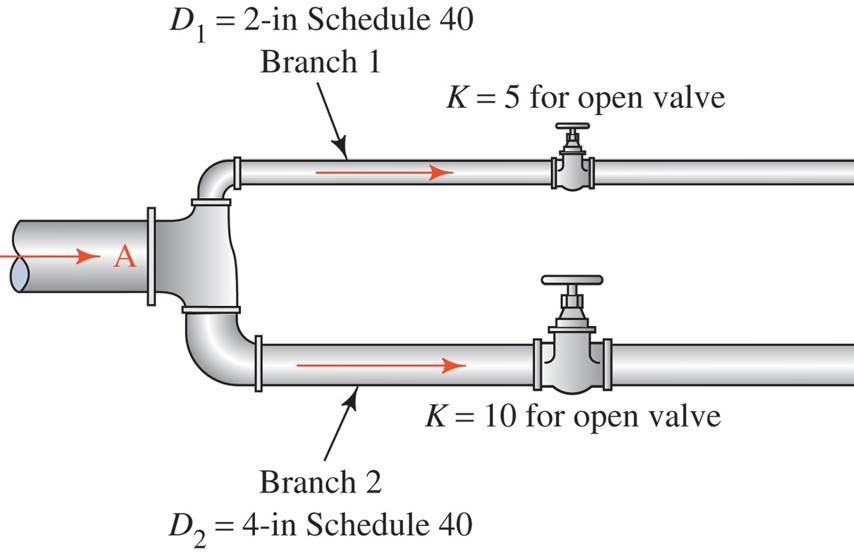 Solved D1=2-in Schedule 40Branch 1For the system shown the | Chegg.com