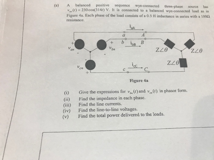 Solved A balanced positive sequence wye-connected | Chegg.com