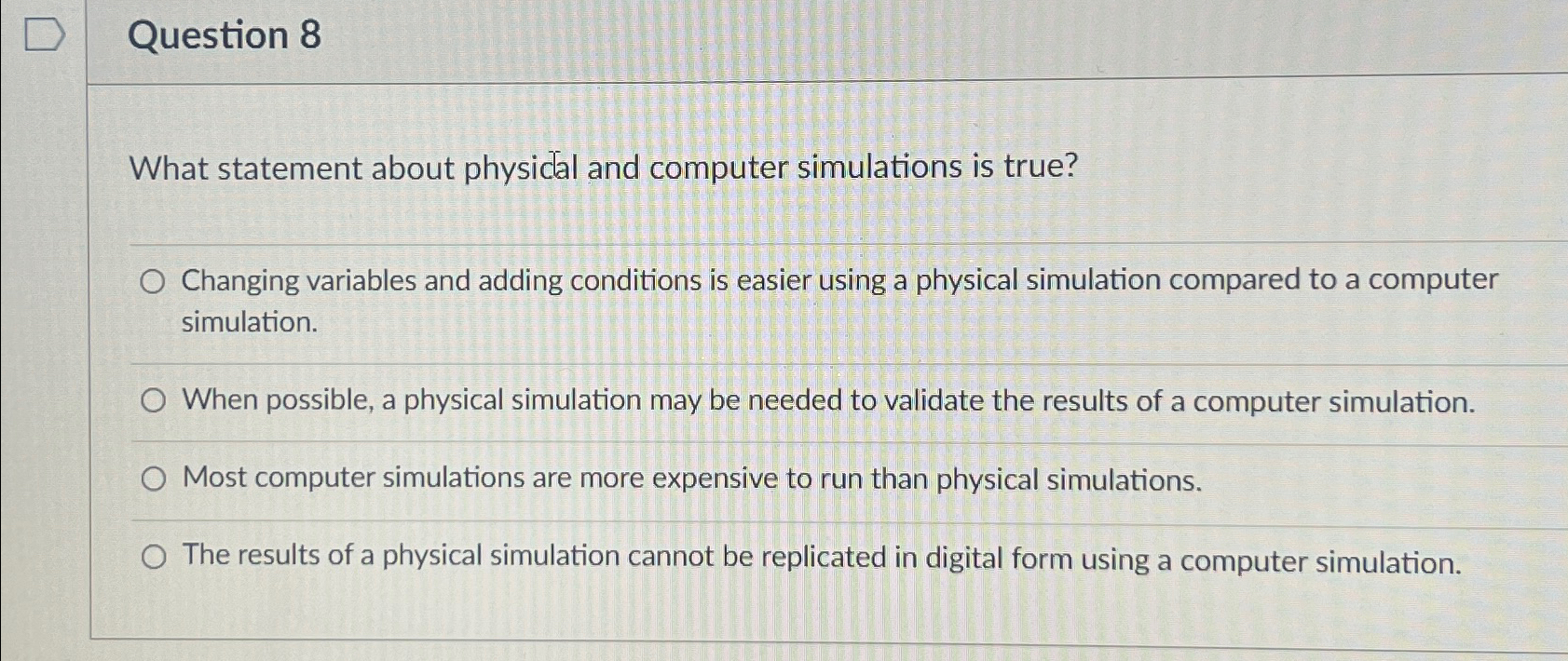 Solved Question 8What statement about physical and computer | Chegg.com