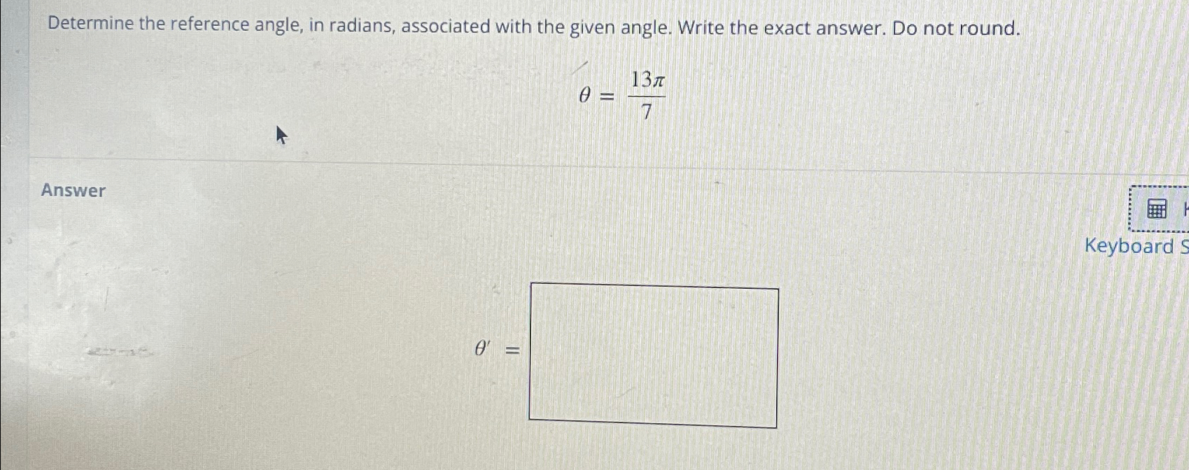 Solved Determine The Reference Angle In Radians Associated 7506