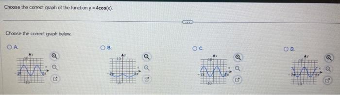 Solved Choose the correct graph of the function y=4cos(x). | Chegg.com