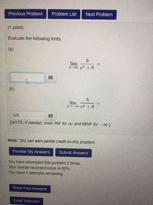 Solved Previous Problem Problem List Next Problem (1 point) | Chegg.com