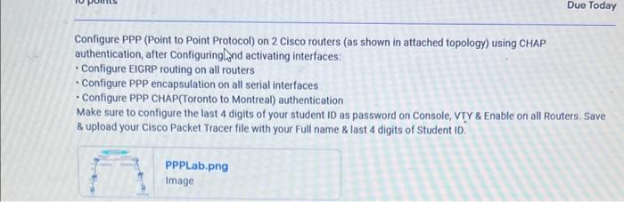 Configure PPP (Point to Point Protocol) on 2 Cisco | Chegg.com