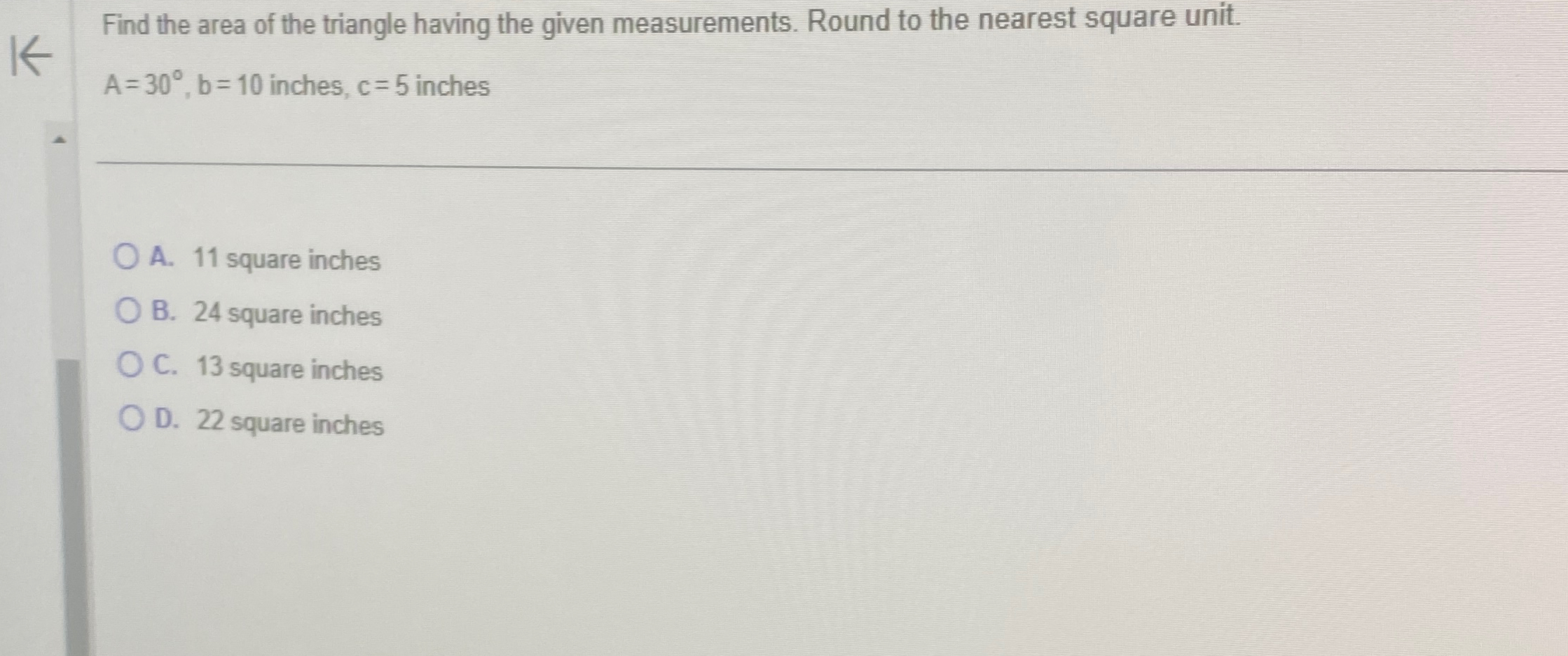Solved Find the area of the triangle having the given | Chegg.com