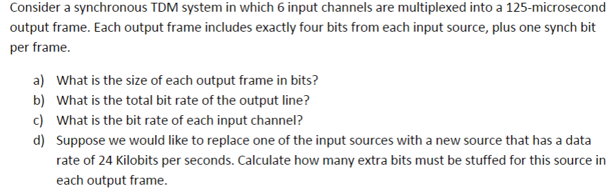 Solved Consider a synchronous TDM system in which 6 ﻿input | Chegg.com