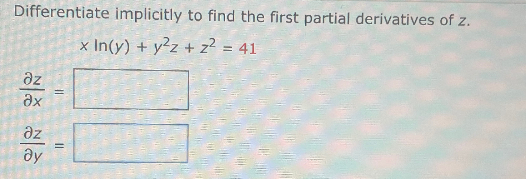 Solved Differentiate implicitly to find the first partial | Chegg.com