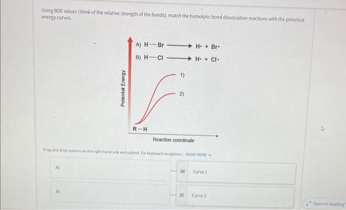 Solved Using BDE values (think of the relative strength of | Chegg.com