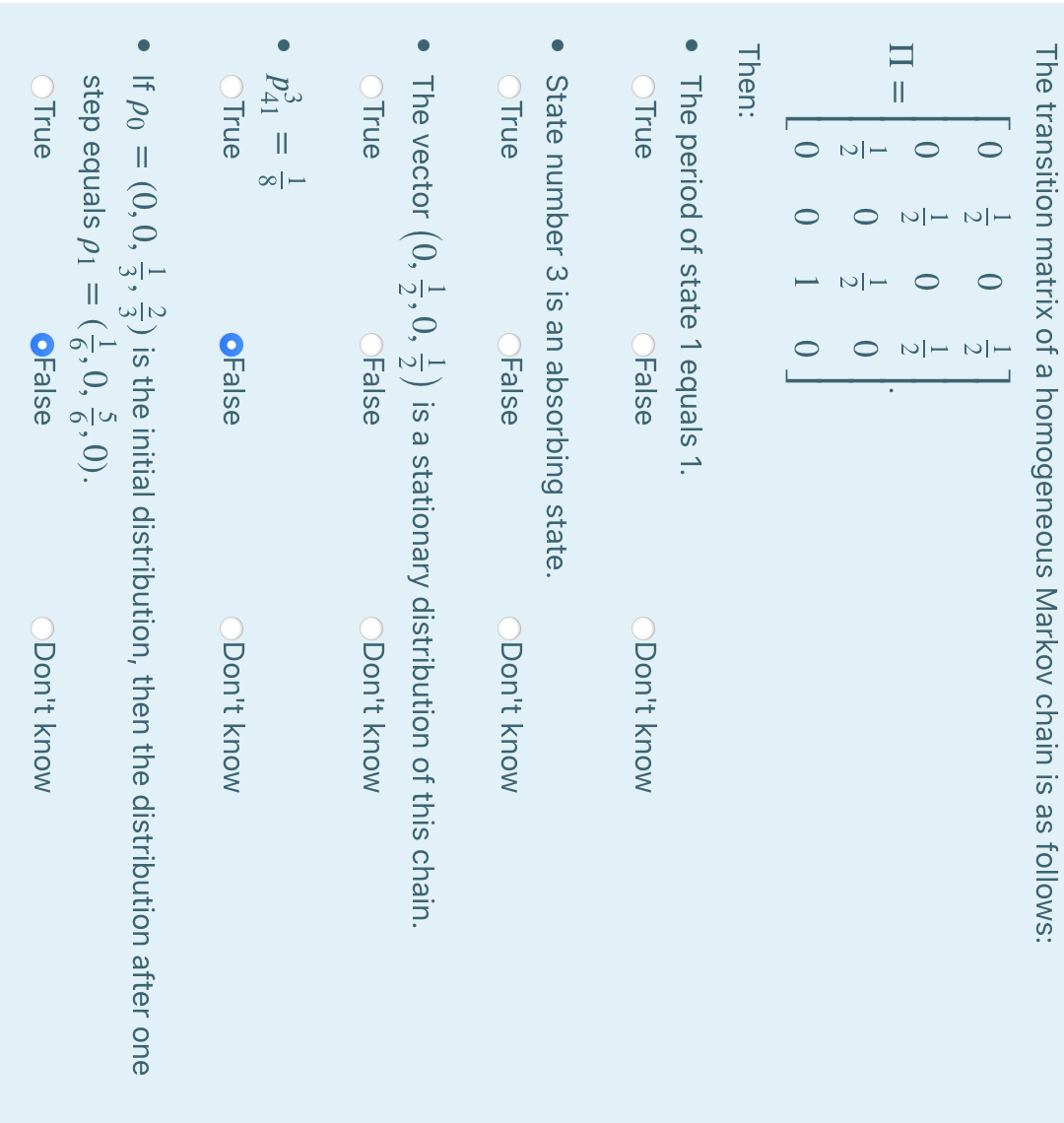 The transition matrix of a homogeneous Markov chain | Chegg.com