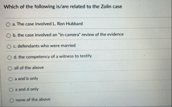 Solved Which of the following is/are related to the Zolin | Chegg.com