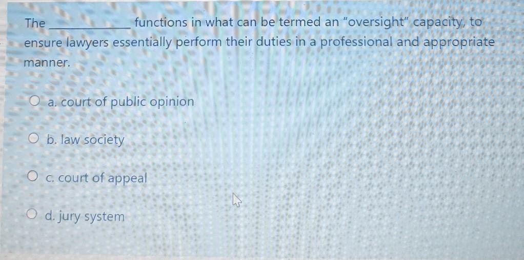 Solved The functions in what can be termed an "oversight" | Chegg.com