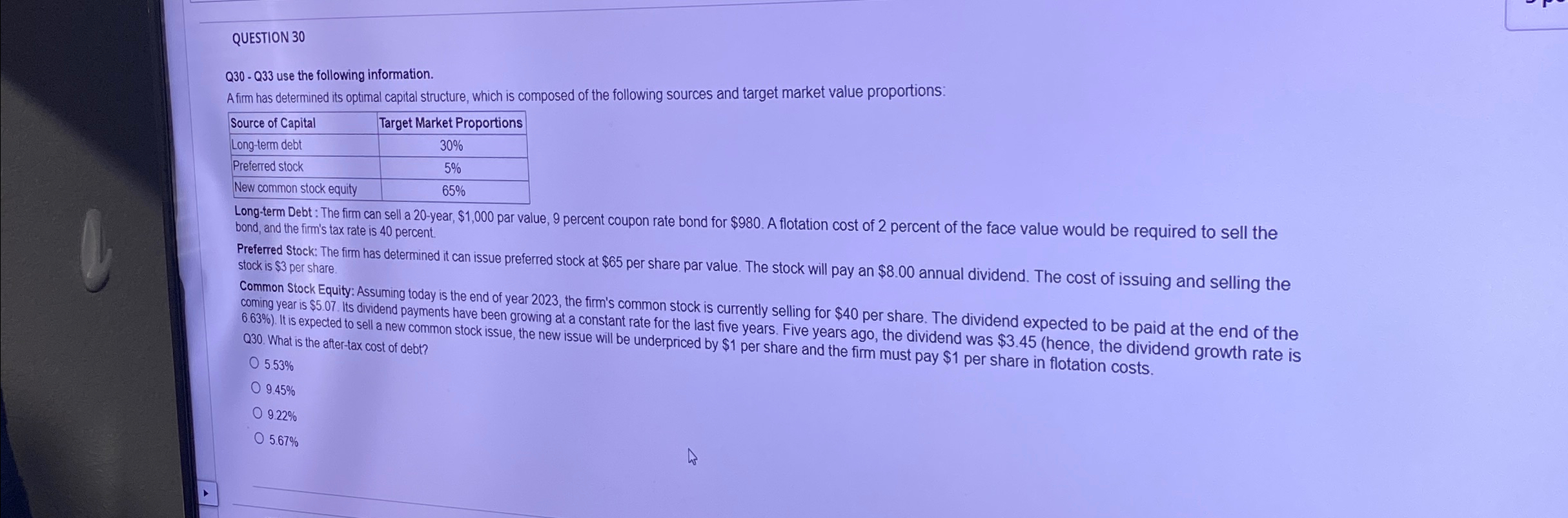 Solved QUESTION 30Q30 - ﻿Q33 ﻿use the following | Chegg.com