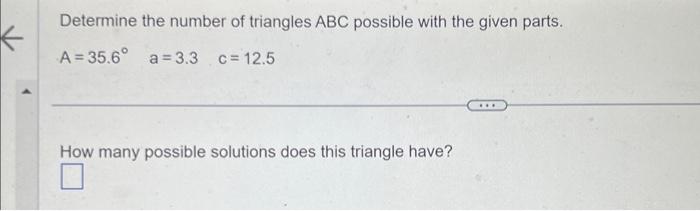 Solved Determine the number of triangles ABC possible with | Chegg.com