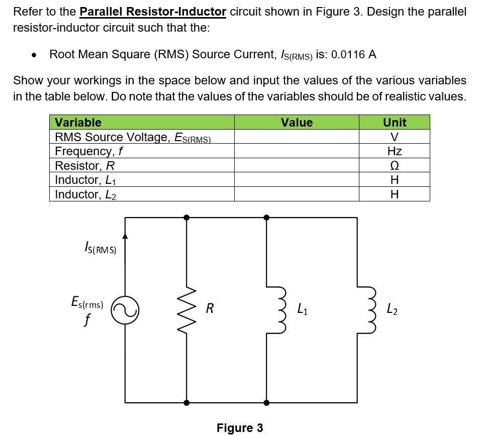 Solved Refer to the Parallel Resistor-Inductor circuit shown | Chegg.com