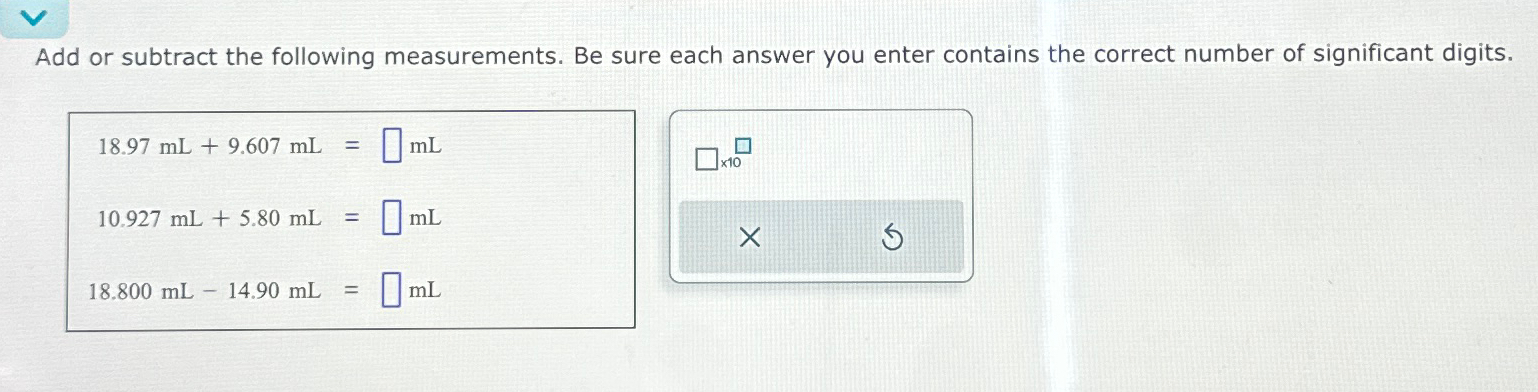 Solved Add or subtract the following measurements. Be sure | Chegg.com