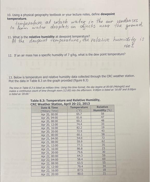 Solved 10. Using a physical geography textbook or your | Chegg.com
