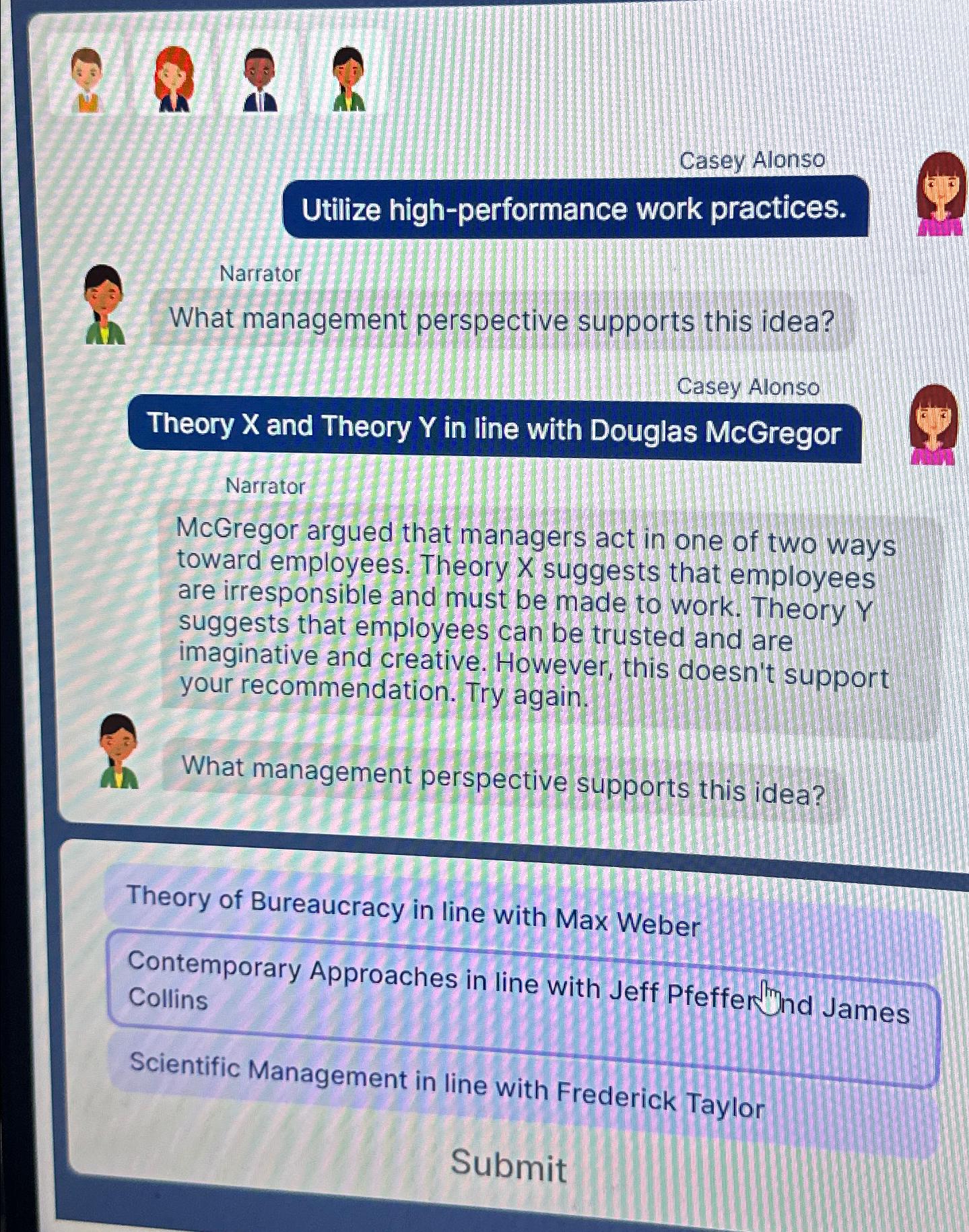 Solved Casey AlonsoUtilize high-performance work | Chegg.com