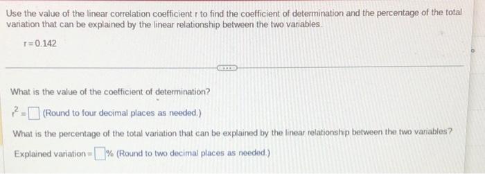 Solved Use The Value Of The Linear Correlation Coefficient R