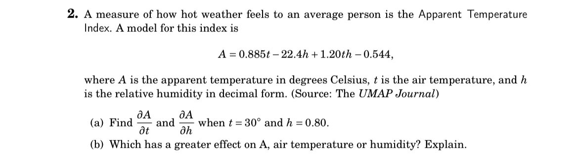A measure of how hot weather feels to an average | Chegg.com